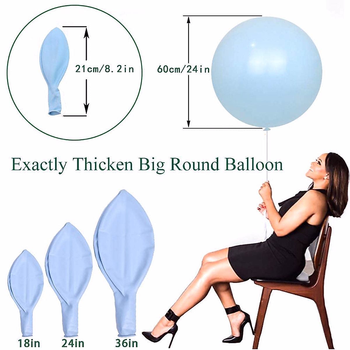 IN-JOOYAA 24 Inch Latex Round Balloons 5 Pack Orange Thick Big Balloons for Party Decorations