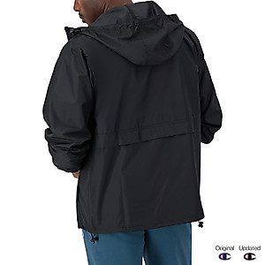 Champion, Stadium Full-Zip, Wind, Water Resistant Jacket for Men, Black Small Script