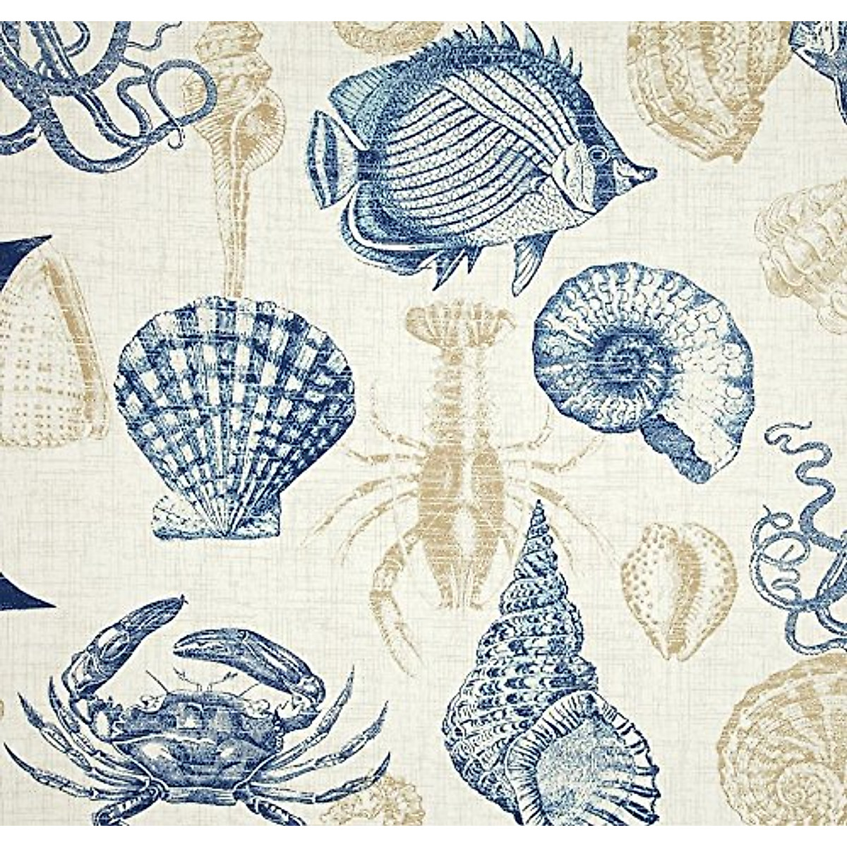 RSH Décor Indoor/Outdoor Decorative Tufted Adirondack Cushions ~ Ocean, Lake, Summer Sunshine, Tropical Beaches & Coastal Living! (1 - Adirondack Chair Cushion, Blue Tan Ivory Crab)