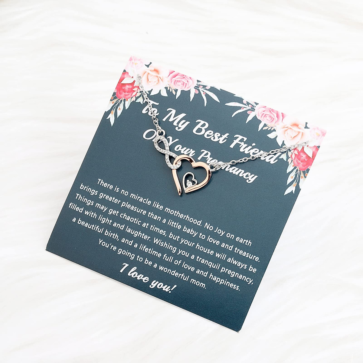 PLITI Pregnancy Gift For Best Friend Pregnancy Congratulation Gift Infinity Heart Necklace Mom To Be Gift For Bestie Expecting Mom Gift (Friend Pregnancy Infinity Heart nec)