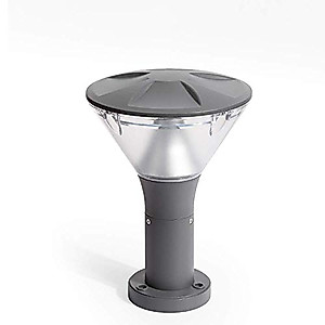 ZZYJYALG LED Anti-Rust European Creative Aluminum PC Post Lights Modern Simple Grey Waterproof Outdoor Column Lights Lawn Garden Home Villa Street Decorative Pillar Lamps E27 Edison