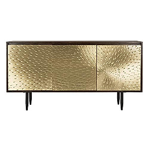 Safavieh Couture Home Eleni Modern Dark Brown and Shiny Brass 3-door Sideboard