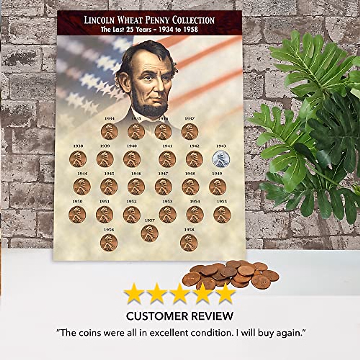 American Coin Treasures The Last 25 Years of Lincoln Wheat Penny Collection (1934-1958) Genuine United States One Cent Coinage