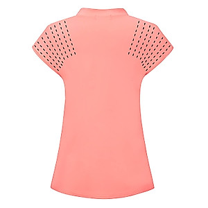 Moydan Golf Clothes for Women,Tennis Polo Shirts Athletic Moisture Wicking Running Short Sleeve Sport T Shirts V Neck Summer Casual Clothes Orange M