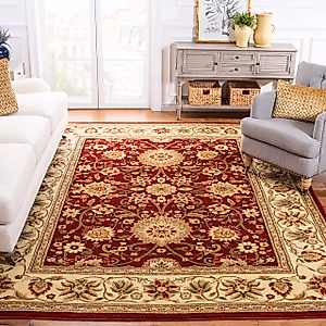 SAFAVIEH Lyndhurst Collection Area Rug - 9' x 12', Red & Ivory, Traditional Oriental Design, Non-Shedding & Easy Care, Ideal for High Traffic Areas in Living Room, Bedroom (LNH212F)