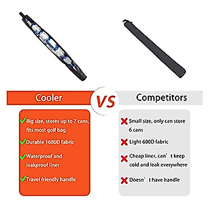 Beer Sleeve for Golf Bag, 7-Can Golf Beer Sleeve, Insulated Cooler Sleeve Holds Up to 7-Cans Beverages, Sling Cooler Fits Most Golf Bags Styles, Unique Golf Accessories Golf Gifts for Men