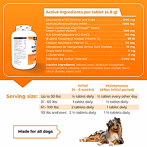 VetriScience Glycoflex 3 Clinically Proven Hip and Joint Supplement for Dogs - Maximum Strength Dog Supplement with Glucosamine, MSM, Green Lipped Mussel & DMG - 2 Pack (120 Chewable Tablets Each)​