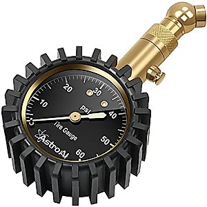 AstroAI Tire Pressure Gauge 60 PSI, Large 2" Easy Read Glow Dial Tire Gauge, Certified ANSI B40.1 Accurate, Compatabile for Bicycle, Car, SUV, Truck & Motorcycle