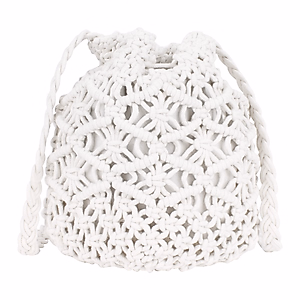 Meyaus Women Mini Cotton Crochet Crossbody Bag Summer Beach Shoulder Bag Drawstring Purse