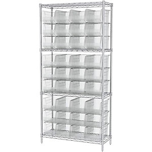 Akro-Mils 30240 AkroBins Plastic Hanging Stackable Storage Organizer Bin, 15-Inch x 8-Inch x 7-Inch, Clear, 12-Pack