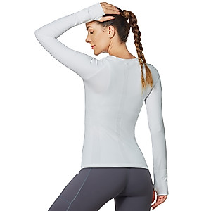 MathCat Seamless Workout Shirts for Women Long Sleeve Yoga Tops Sports Running Shirt Breathable Athletic Top Slim Fit