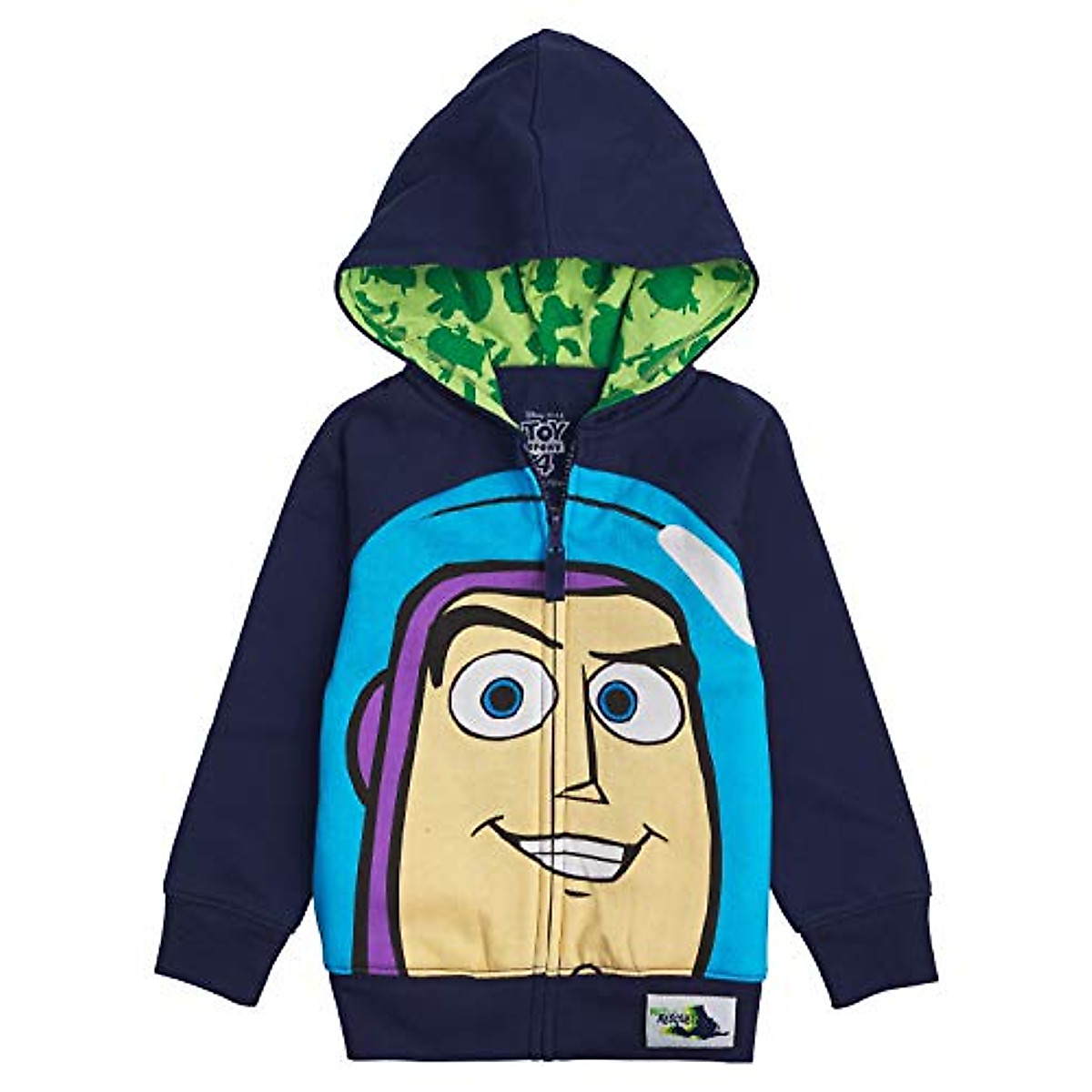 Disney Toy Story Big Face Zip-Up Hoodies -Buzz Lightyear, Sheriff Woody - Boys (Buzz Navy, 3T)