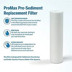 ProOne Pre-Sediment Replacement Filter for Dual ProMax Countertop and Under-Counter Systems, Independently Tested Proven to Reduce PFAS