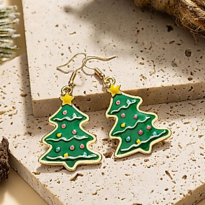 Christmas Tree Earrings for Women, Colorful Christmas Tree Earrings, Xmas Tree Drop Dangle Earring, Holiday Earrings Christmas Jewelry