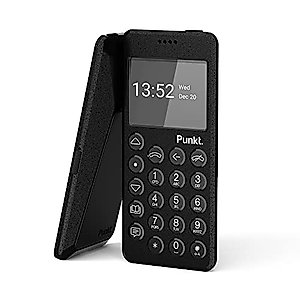Punkt. MP02 New Generation 4G LTE Minimalist Mobile Phone, Unlocked, Nano-SIM, Wi-Fi Hotspot, Digital Security, 2GB RAM+16GB Storage, 1280 mAh Battery, Multiband – Black