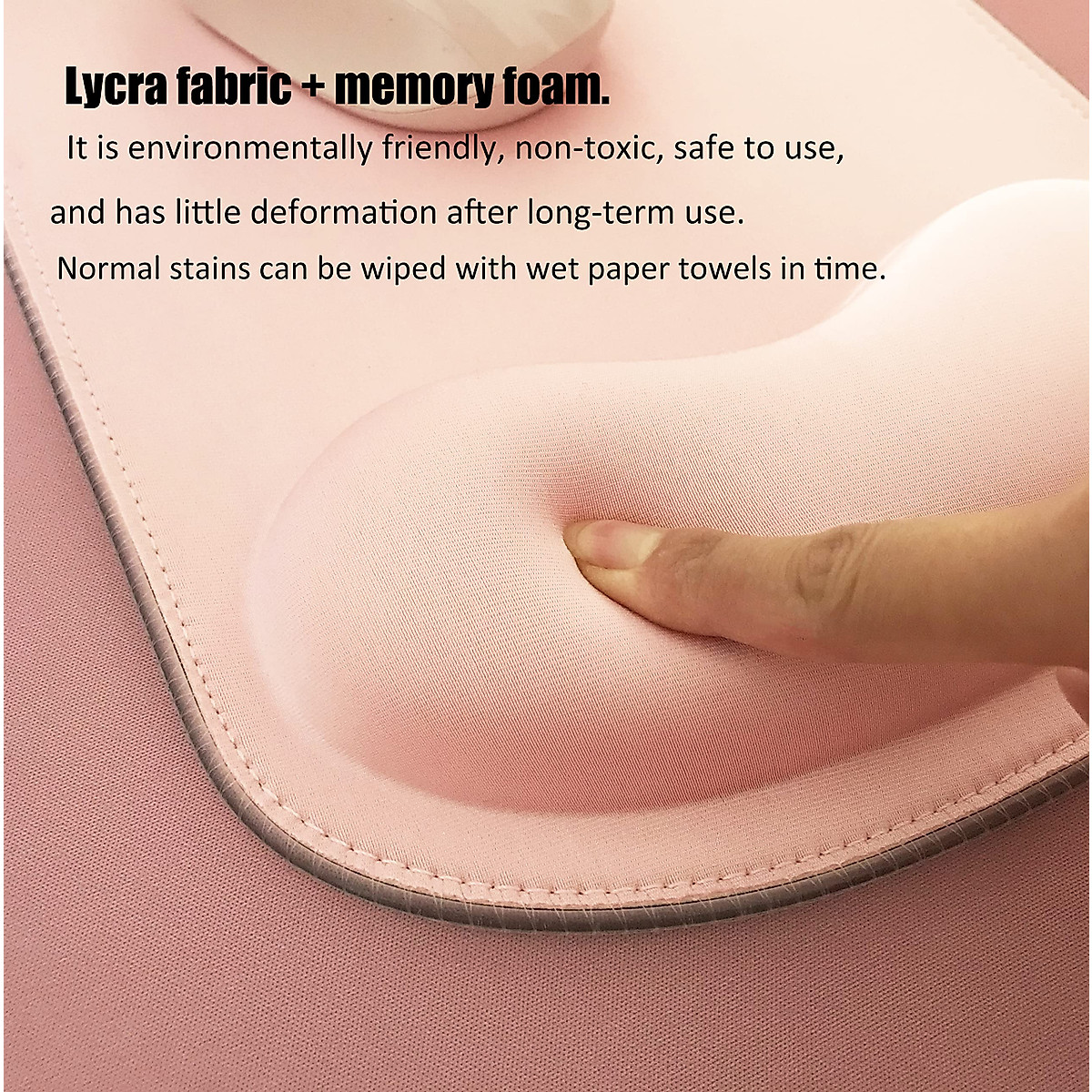 RGB Mouse Pad with Wrist Support, LED Mouse Pad with 13 Lighting Modes, Anti-Slip Rubber Base, Pain Relief Computer Ergonomic Mouse Pad for Gaming, Office, Home, 11.8 x 8.5 in (Pink)