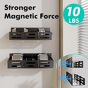 SETBAOO 2 Pack Magnetic Spice Rack for Refrigerator, Black Magnetic Shelf and Fridge Kitchen Cabinet Organizers Storage Seasoning Organization Mini Shelves, Organizadores de Cocina