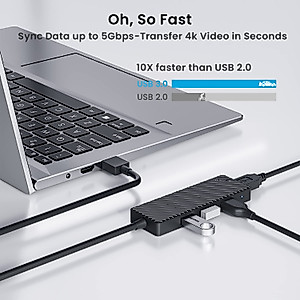 INVZI USB Hub 3.0 4-Port, Ultra Slim Data USB Splitter with 2ft Extended Cable Compatible for PC, MacBook, Mac Pro/Mini, iMac, Laptop, Surface Pro, PS4, XPS, Flash Drive, Xbox One, Mobile HDD