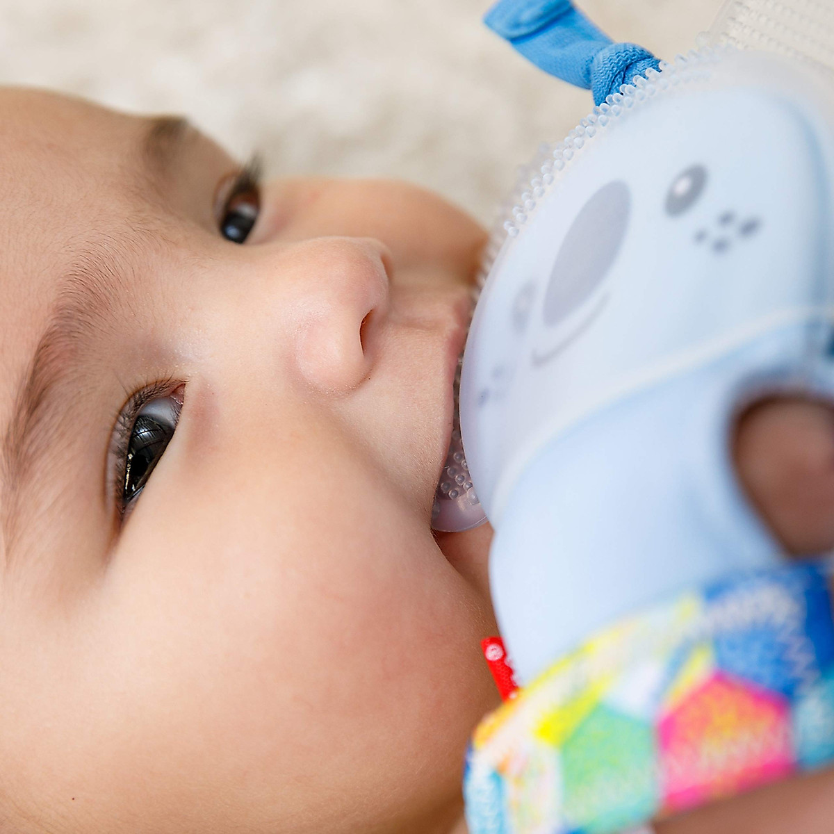 Infantino Crystal Clear Teething Mitten - Teethe & Play Wearable Soft “Mitten” with 100% Paint-Free, Dye-Free Textured Silicone. Easy-Grasp Natural Rubber Teether for Baby (Koala)