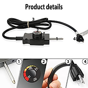 Unidanho Heating Element Replacement for Masterbuilt with Adjustable Thermostat Cord Controller, 1500 Watt Heating Element Replacement Part Compatible with Masterbuilt Smokers & Turkey Fryers