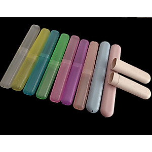 10 Pieces Travel Toothbrush Case Holder, Portable Toothbrush Storage, Plastic Toothpaste Case Cover Protector for Home (10 Color)