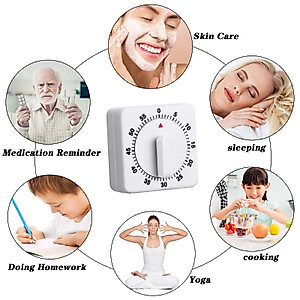 2 Pieces 60 Minute Kitchen Timer 1 Hour Visual Kitchen Clock Timer Mini Countdown Timer Loud Voice, Mechanical Timer for Kitchen, Homework, Exercise