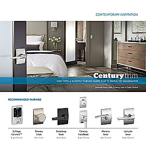 SCHLAGE F51A BWE 608 CEN Bowery Knob with Century Trim Keyed Entry Lock, Satin Brass