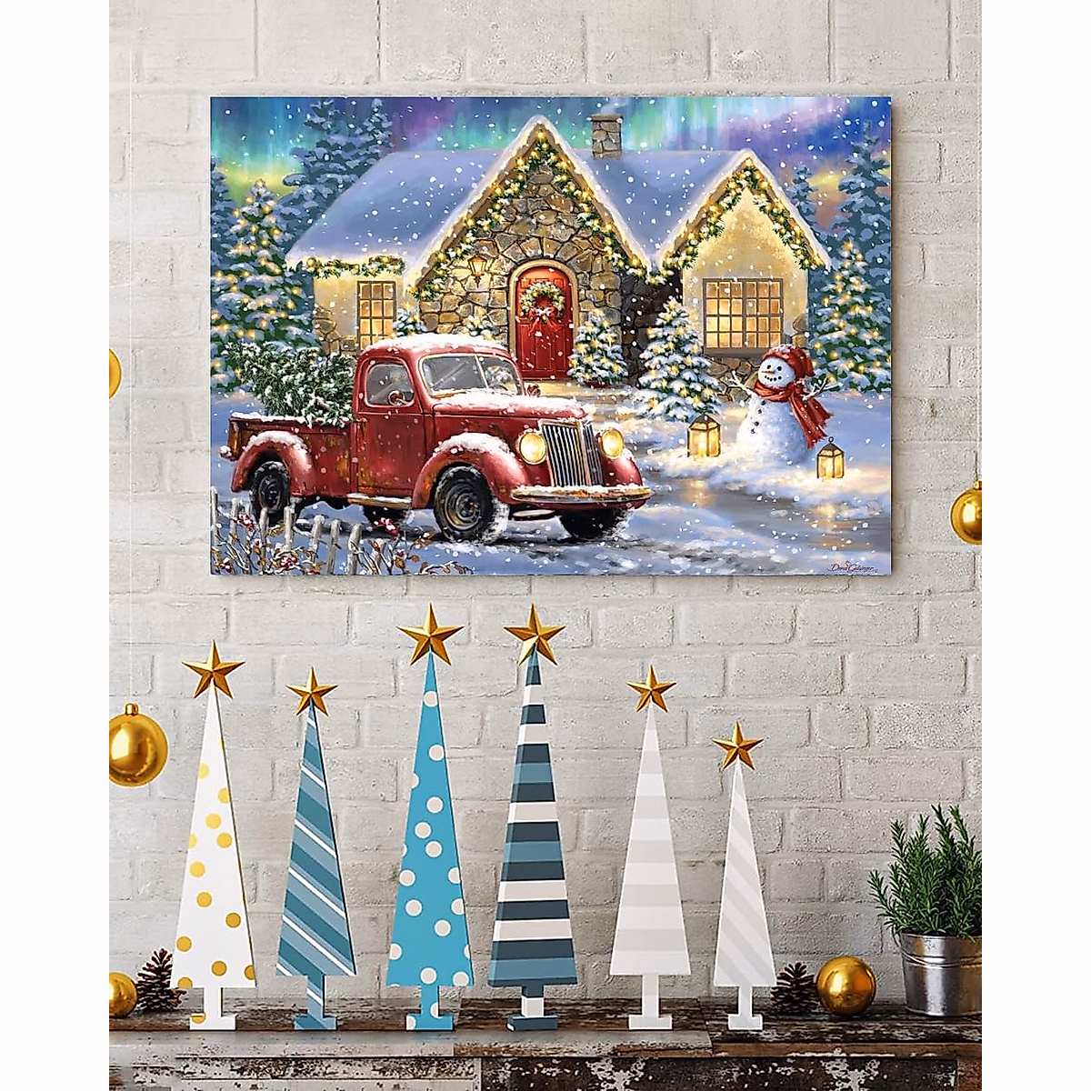 Christmas Stamped Cross Stitch for Adults Beginners,Red Truck Counted Stitch Kits DIY Printed Cross-Stitch Snowman Patterns Needlepoint Kits，Arts and Crafts Embroidery Kits for Christmas Home Decor