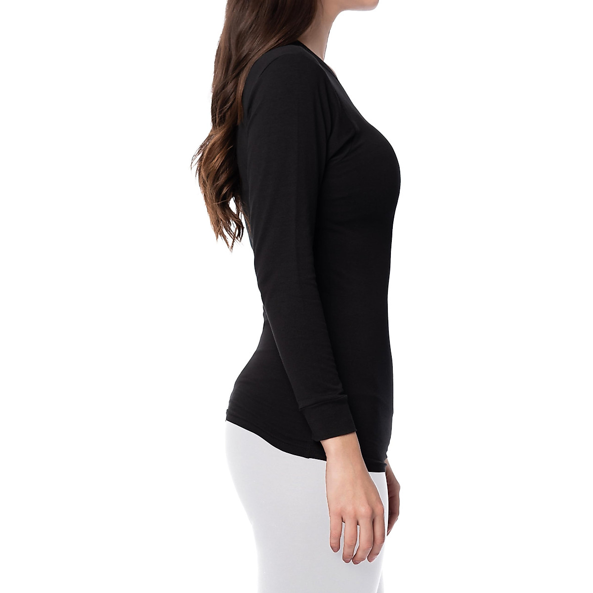 Sexy Basics Women's Cotton Stretch Long Sleeve V- Neck Athletic Tops | Casual & Active Color T Shirts | Multi Packs