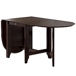 Yoglad Retro Drop-Leaf Table Rustic Rubber Wood Dining Table with Spacious Tabletop and Small Drawer Space Saving Kitchen Table for Kitchen Dining Room (Dark Brown)