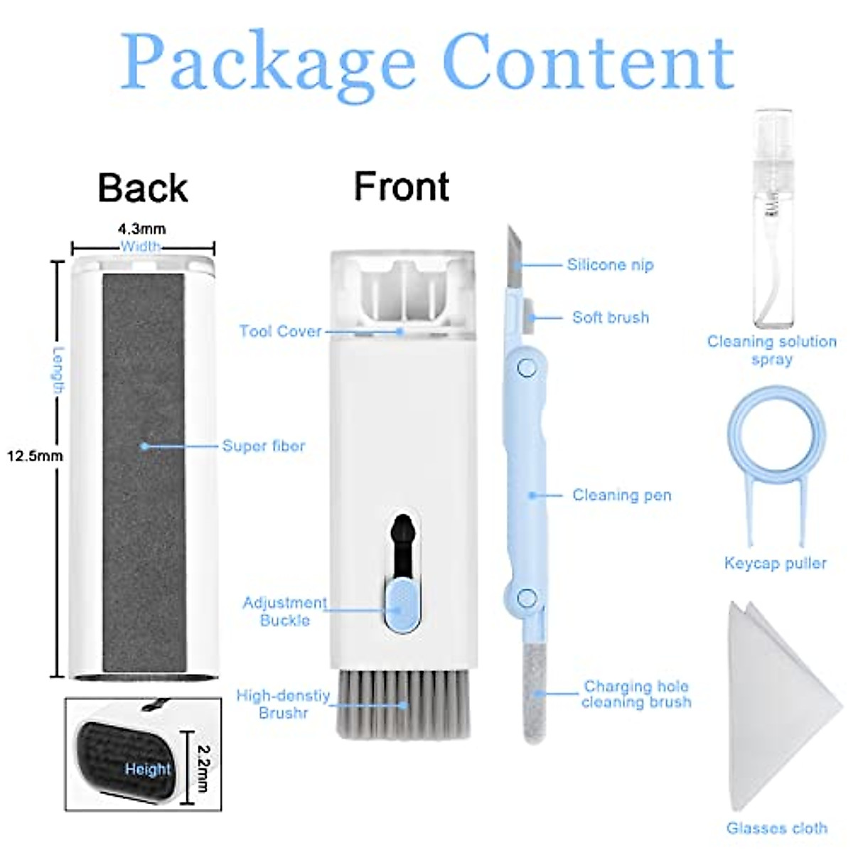 Laptop Screen Keyboard Earbud Cleaner Kit for Airpods Pro MacBook iPad iPhone iPod, walrfid Touchscreen Airpod Cleaning Pen Brush Tool Key Remover for PC Monitor TV Phone Computer Headphone - Blue