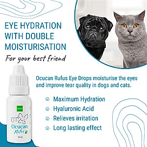 Ocucan Moisturizing Eye Drops for Dogs and Cats with Hyaluronic Acid. Lubricating Relief Artificial Tears for Dry Irritated Eyes for Pets. Multidose, 15 ml (0.50 Fl Oz)
