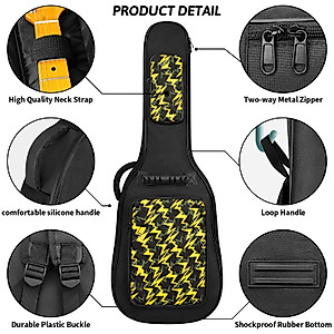 LETSROCK 39 Inch Electric Guitar Bag Case 0.38 inch Thick Padding with Neck Strap Adjustable Shoulder Strap Waterproof Yellow Lightning Shape&Black Electric Guitar Gig Bag
