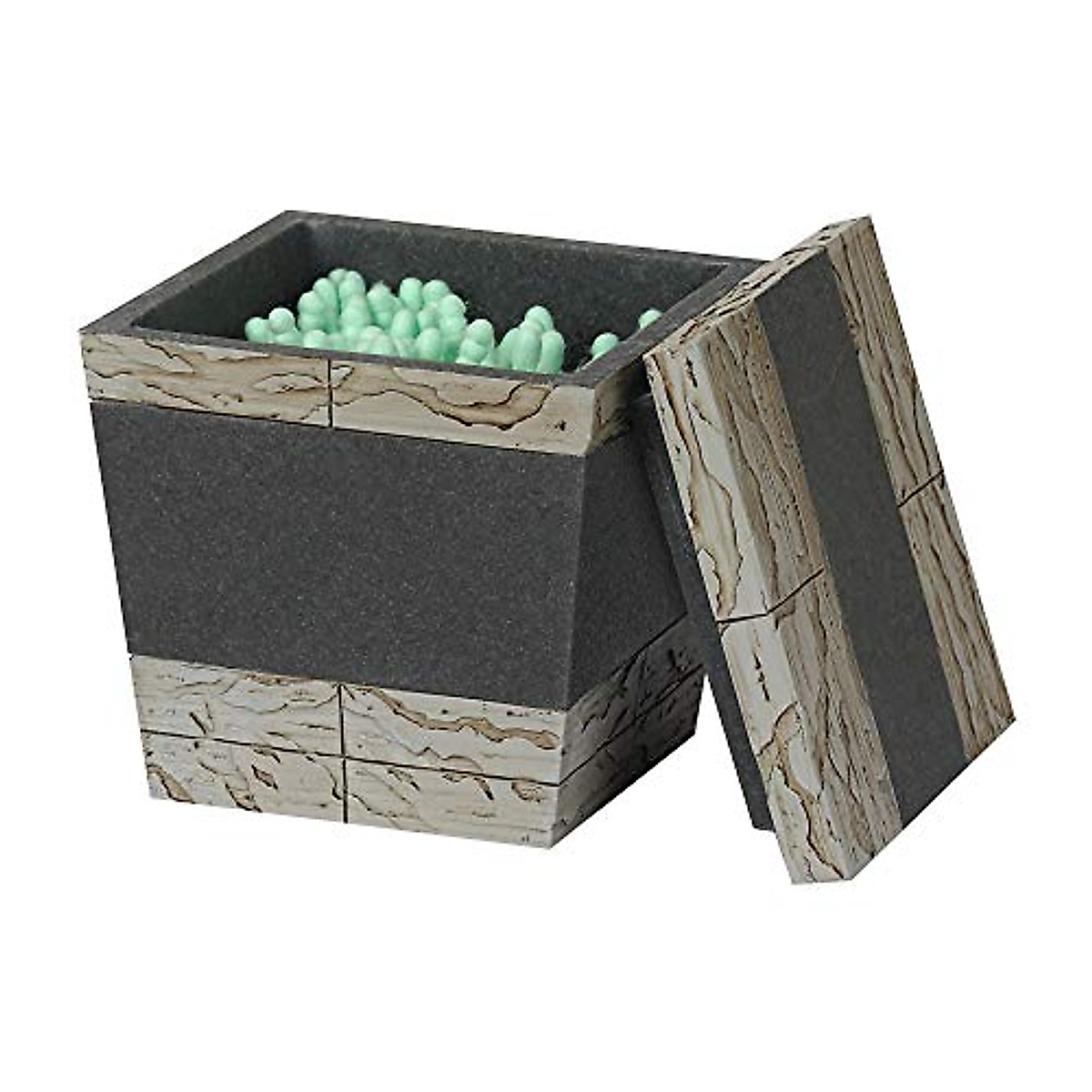 nu steel Rustic Bathroom Q-tip Holder & Jar in Real Cement and Stone for Bathrooms & Vanity Spaces