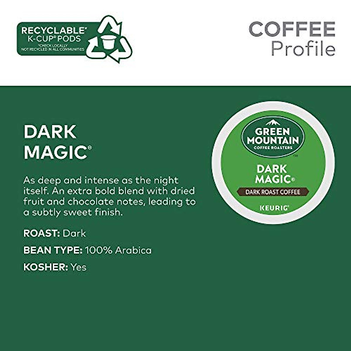 Green Mountain K-Cups Dark Magic, 0.4 ounce, 12 count