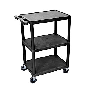 Luxor Multipurpose Storage Utility Cart 3 Shelves Structural Foam Plastic - Black