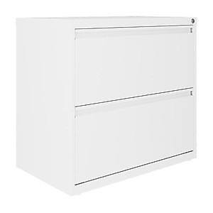 Hirsh 30" W 2 Drawer Metal Lateral File Cabinet Set White. Front to Back Rails, Fully Assembled