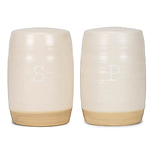 Nat & Jules Raw Bottom White 3 x 2 Ceramic Salt and Pepper Shaker 2 Piece Set