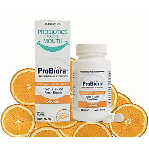 ProBiora Professional Strength Oral Probiotics for Teeth and Gums | Dental Probiotic for Oral Health | Bad Breath Treatment for Adults | Tooth Whitening | ProBiora3 Probiotic Blend | 90 Orange Tablets