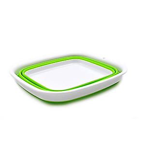 SAMMART Set of 2-7.7L (2 Gallon) Collapsible Tub - Foldable Dish Tub - Portable Washing Basin - Space Saving Plastic Washtub (2, Green)