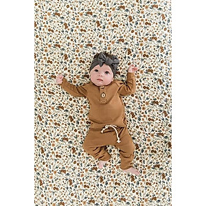 Harvest Floral Muslin Crib Sheet by Mebie Baby, Soft and Breathable Bed Sheets for Babies, Modern Neutral Bedding for Cribs, Standard Crib Mattress Fitted Sheet, Great for Boy or Girl Room or Nursery