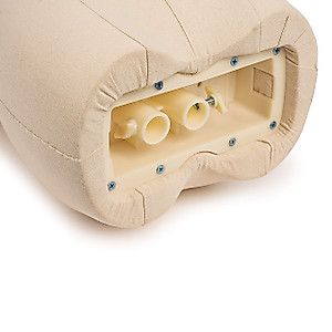 Female Display Dress Form Mannequin in Natural Canvas on Modern Wood Flat Square Base by TSC (Natural, Medium)