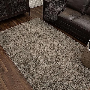 Mohawk Home Francesca Ornamental Medallion Gray 10' x 14' Shag Area Rug Perfect for Living Room, Dining Room, Office
