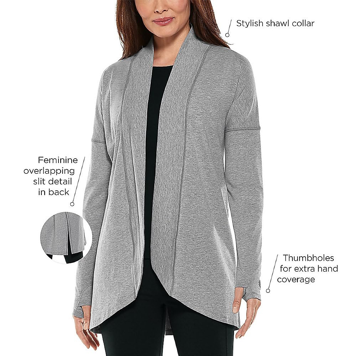 Coolibar UPF 50+ Women's LumaLeo Sun Wrap - Sun Protective (Large- Light Grey)