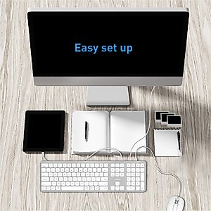 Macally Wired Keyboard for Mac - Compatible Apple Keyboard with USB Ports for Mouse - Full-Size Mac Keyboard with Number Pad - Plug & Play Keyboard for MacBook Pro/Air, iMac - Aluminum Frame