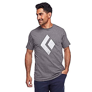 Black Diamond Mens Chalked Up Short Sleeve Tee Shirt, Charcoal Heather, X-Large