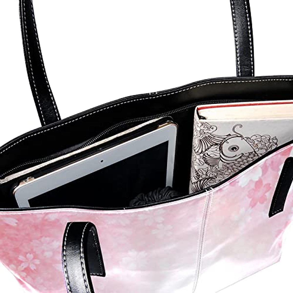 Large Leather Handbags for Women Cherry Japanese paper New Year's card background Top Handle Shoulder Satchel Hobo Bag