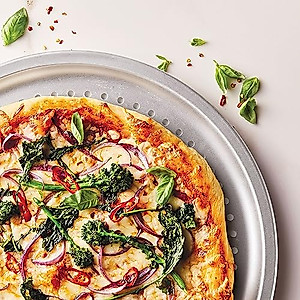 Anolon Pro-Bake Aluminized Steel Bakeware Perforated Pizza Pan, 14 Inch - Silver