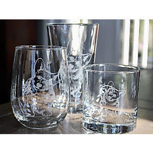HullSpeed Designs Corgi Butt - 2 Sided Engraved Rocks & Whiskey Glasses (Set of 2)