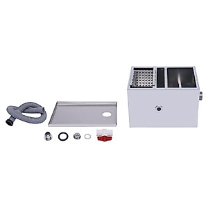 Leblett 20L Commercial Grease Trap,Stainless Steel Grease Interceptor with Automatic Shut-off Device,Under Sink Grease Trap Waste Water Oil-water Separator,for Restaurant Factory Home Kitchen